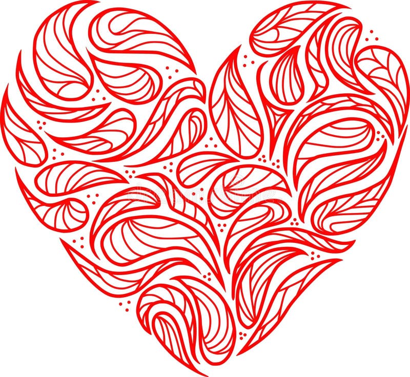 Red Heart with a Pattern of Teardrop-shaped Elements Stock Vector ...