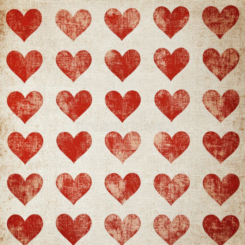 Red Heart Pattern on a White Background Creating a Vibrant and Cheerful ...