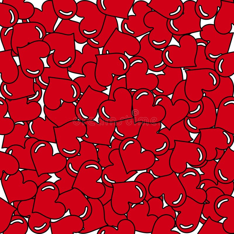 Red Heart Pattern on a White Background Stock Illustration ...