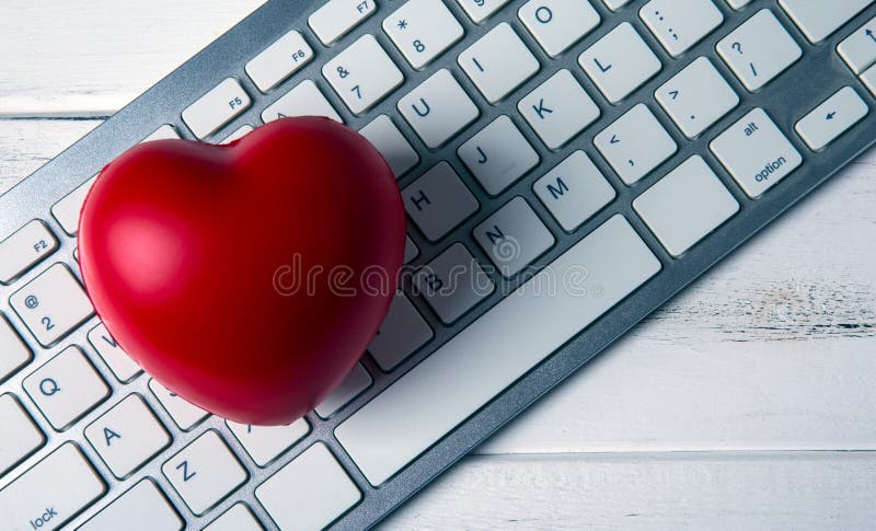 Red Heart on Pc Keyboard of Notebook Website Top View Stock Photo ...