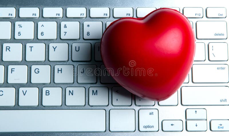 Red Heart on Pc Keyboard of Notebook Website Top View Stock Image ...