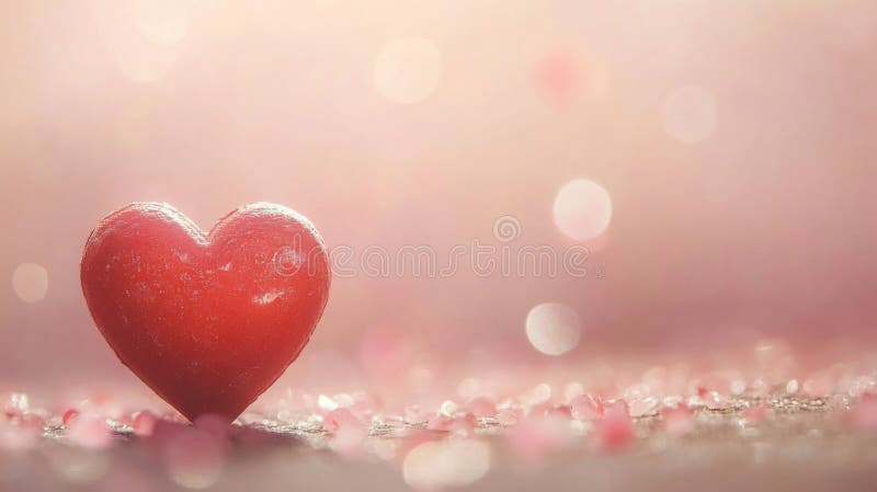 Red Heart on Pink Glittery Background Romance Stock Illustration ...