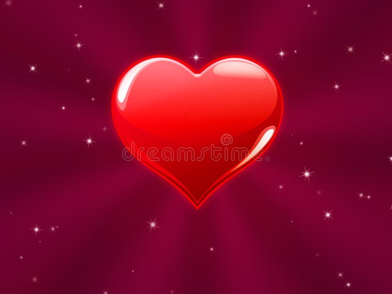 Red heart with pink rays stock illustration. Illustration of beauty ...