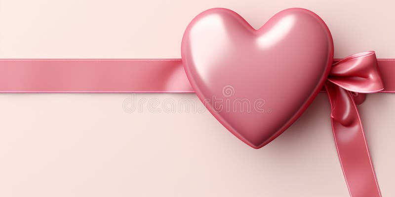 Red Heart from Pink Ribbon 3d Rendering Stock Illustration ...