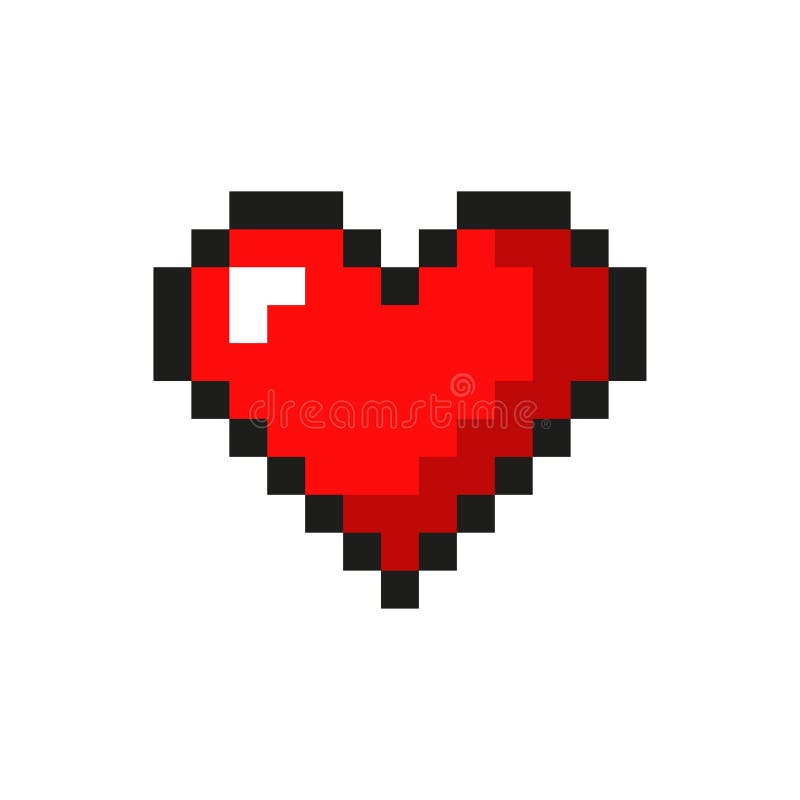 Red heart pixel art icon. stock vector. Illustration of graphic - 268949281
