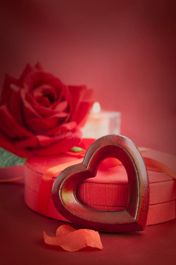Red heart on present stock photo. Image of greeting, flower - 22827976