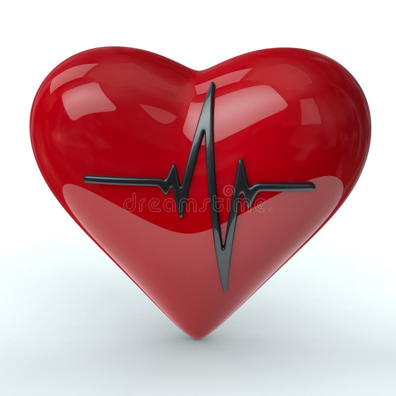 Red heart with pulse stock illustration. Illustration of marriage ...