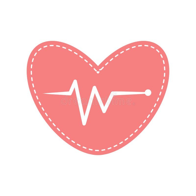 Red Heart with Pulse on White Background. Heartbeat Icon Stock ...