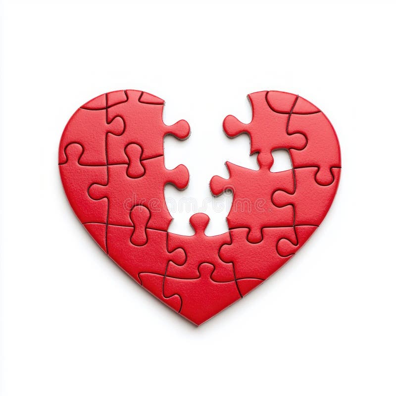 Red Heart Puzzle Incomplete Stock Illustration - Illustration of ...