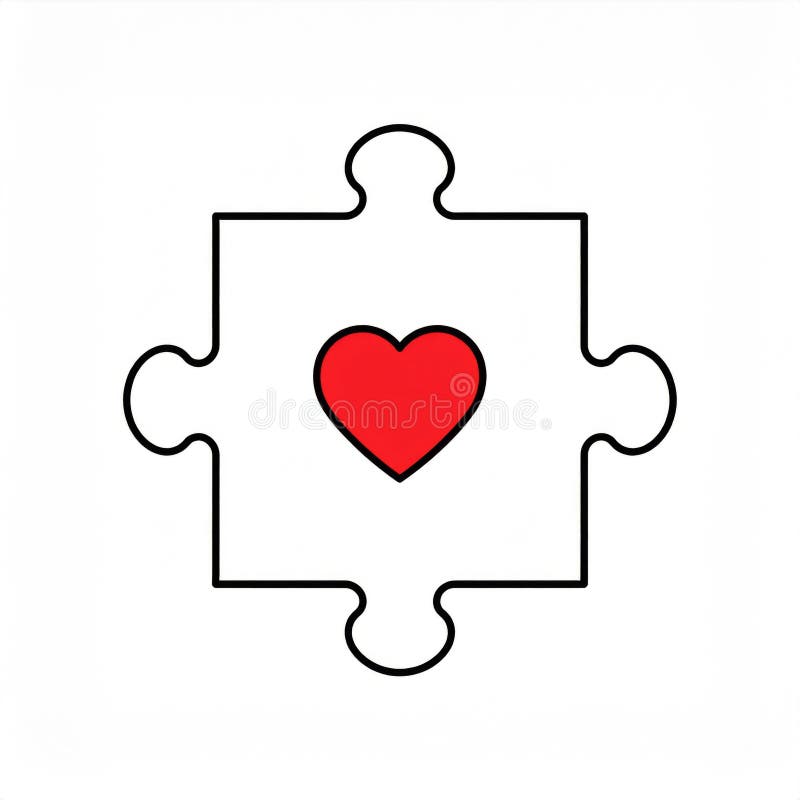 Red Heart Puzzle Piece on White Background Symbolizing Love Connection ...