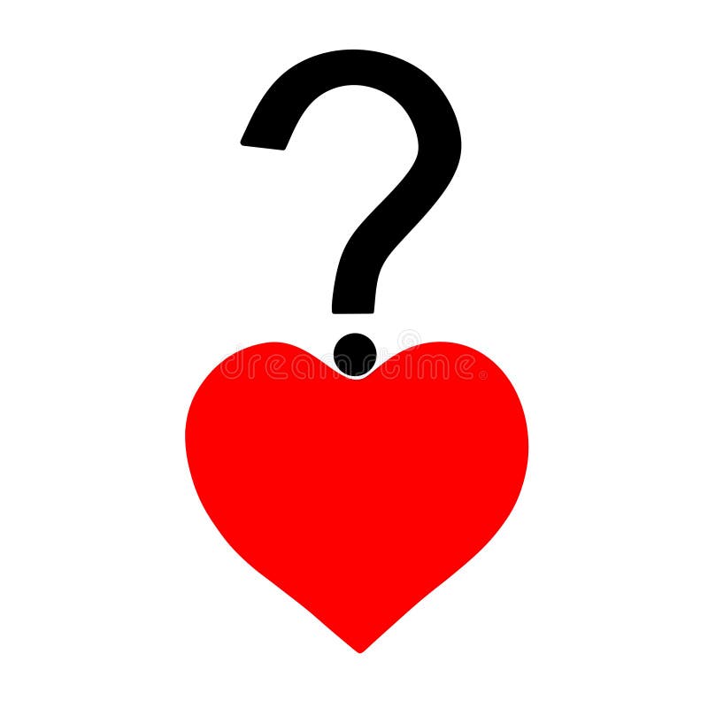 Red Heart with Question Mark Gray Stock Illustration - Illustration of ...