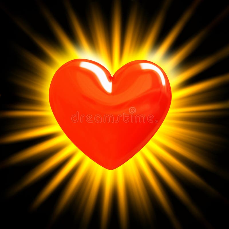 Red Heart in the Rays of Light Stock Illustration - Illustration of ...