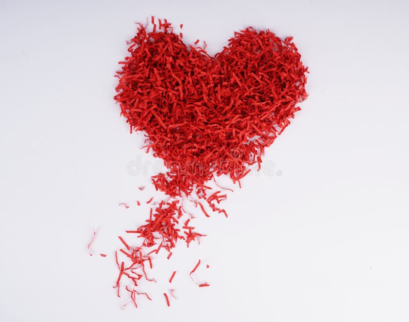 Red Heart from Recycled Materials, Paper through Shredder, the Second ...
