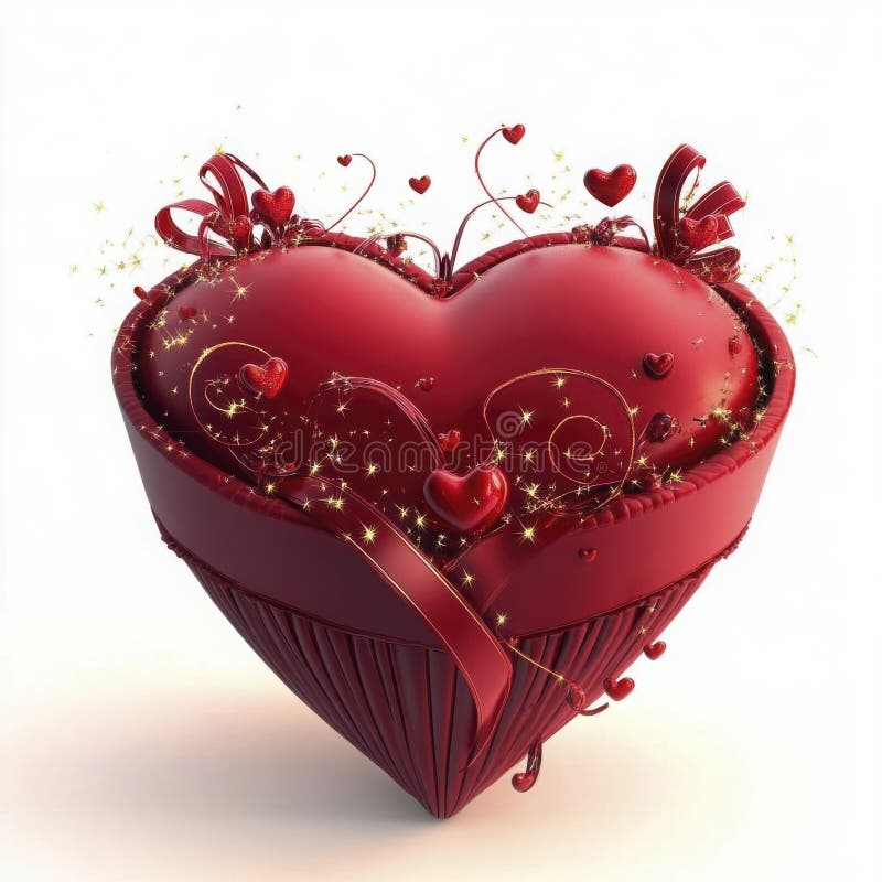 A Red Heart with a Ribbon Around it Stock Image - Image of abstract ...