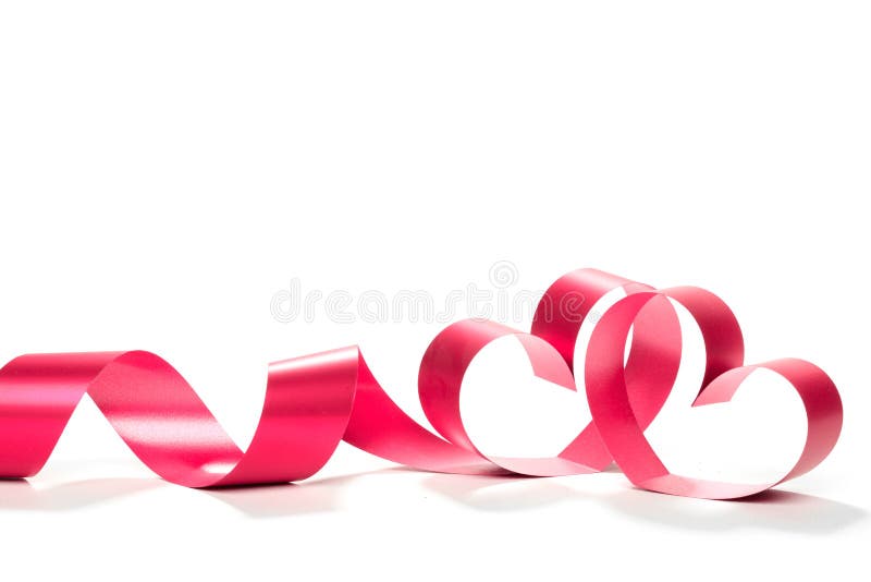 Red Heart Ribbon On White Background Stock Photo - Image of shopping ...