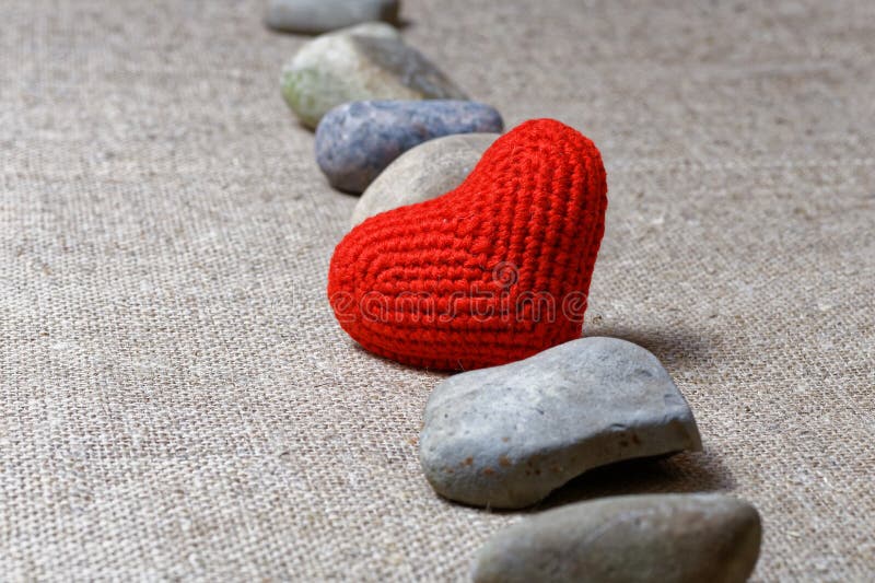 Red heart in row of stones stock image. Image of anniversary - 56681553