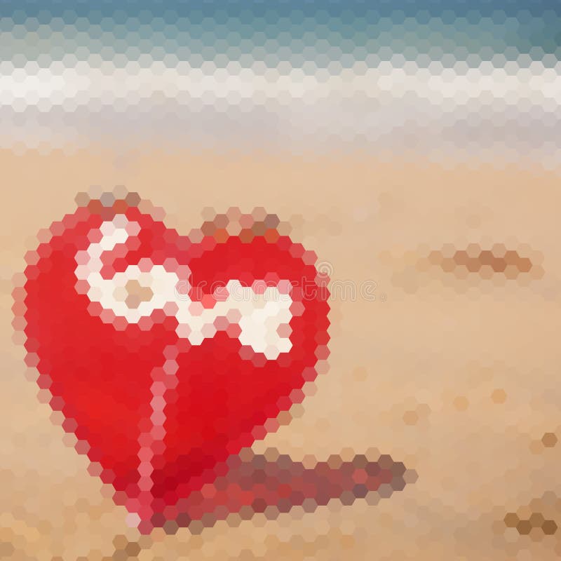 Red Heart Sand Beach Triangle Pattern Vector Illustration Stock ...