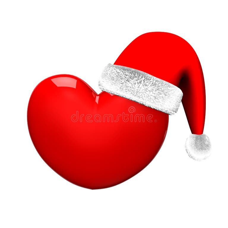 Red Heart with Santa Cap stock illustration. Illustration of romance ...