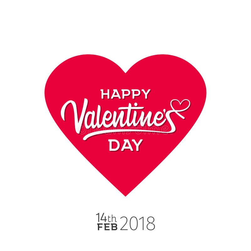 Red Heart with Script Text Happy Valentine`s Day on White Background ...