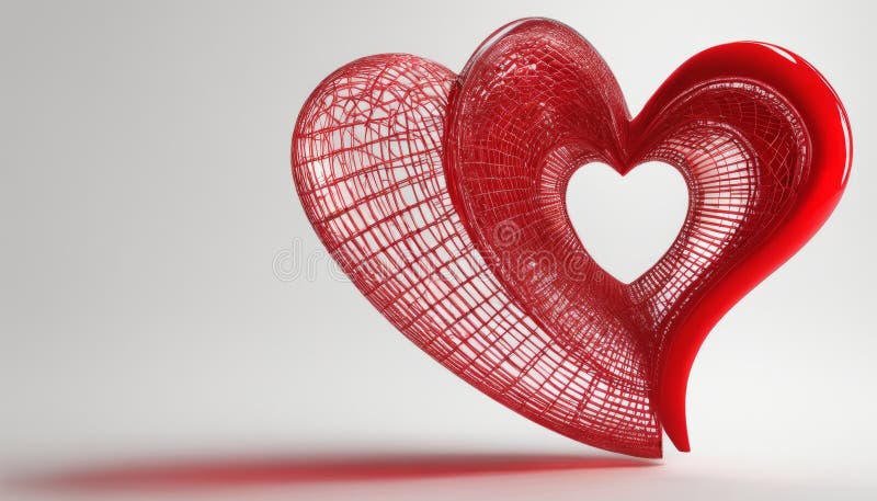 Red Heart Sculpture, Love Symbol, 3D Rendering Stock Illustration ...