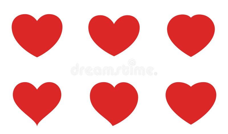 Red Heart Set. Love Symbols. Vector Elements for Valentines Day Design ...