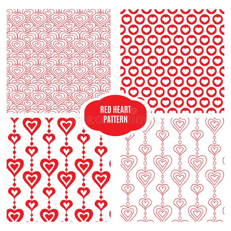 Red Heart Set Vector Seamless Pattern Stock Vector - Illustration of ...