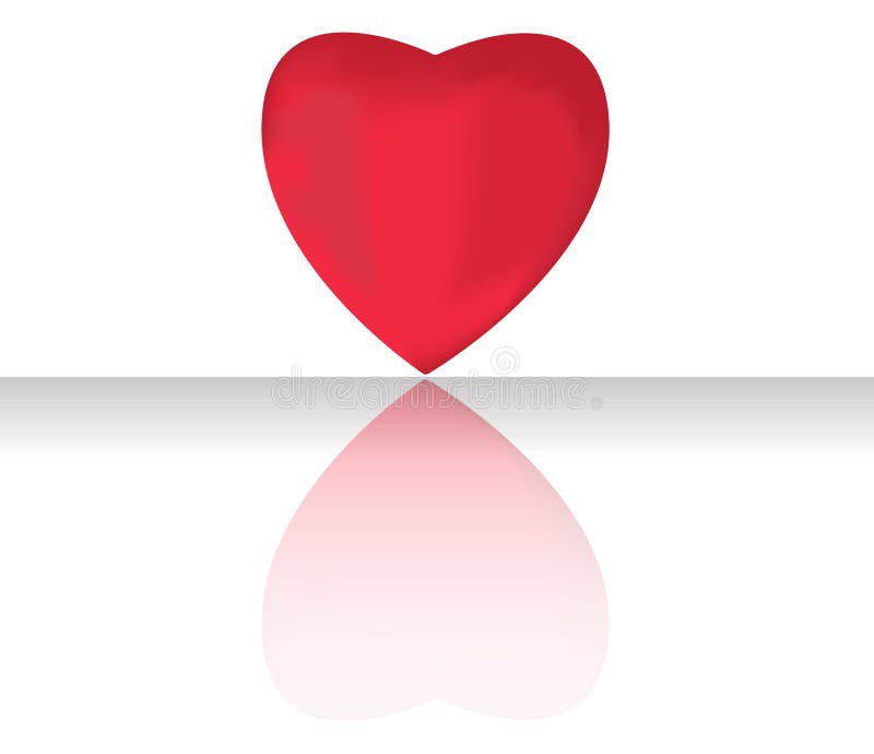 Red Heart and Shadow with Reflection Stock Illustration - Illustration ...