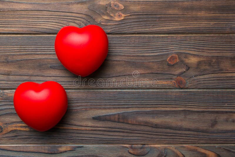 Red Heart Shape on Colored Background. Minimal Concept Top View with ...