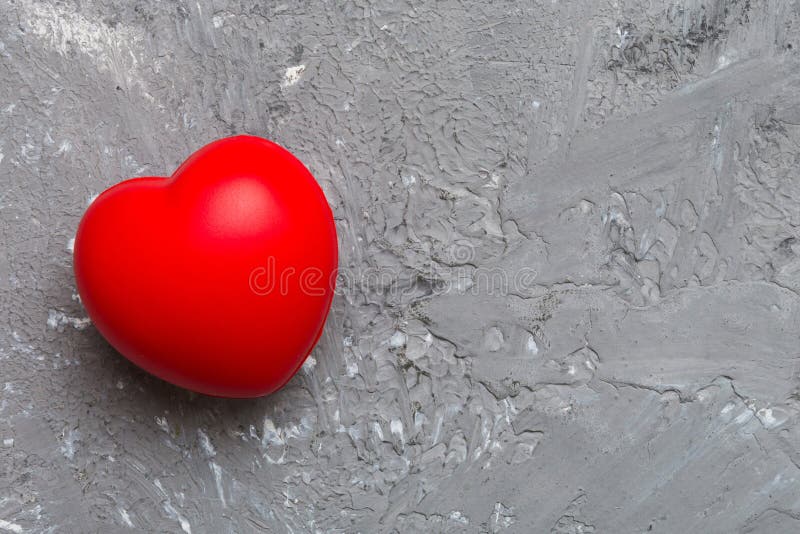 Red Heart Shape on Colored Background. Minimal Concept Top View with ...