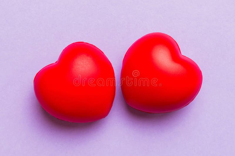 Red Heart Shape on Colored Background. Minimal Concept Top View with ...