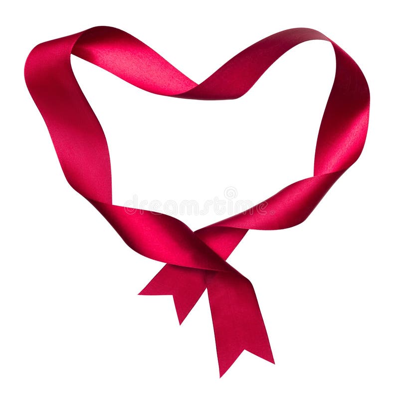 Red Heart Shape Frame from Twisted Silk Ribbon Stock Image - Image of ...