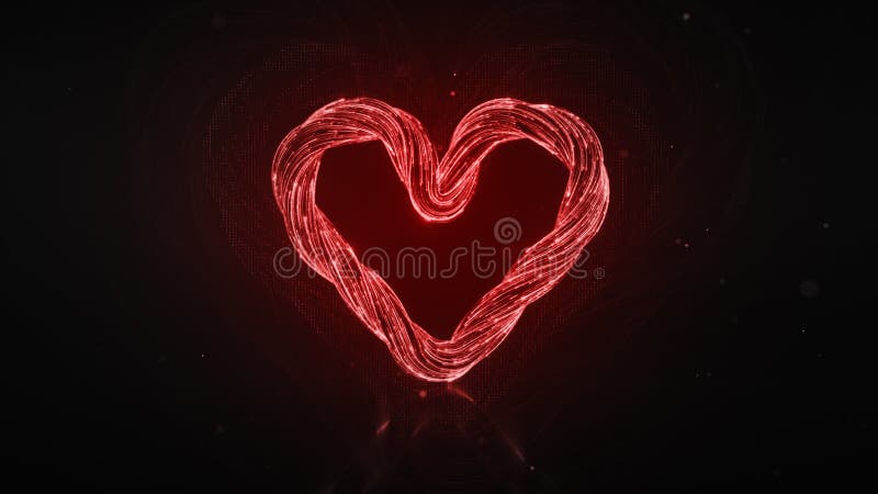 Red Heart Shape of Glow Light Trails 3D Render Stock Illustration ...