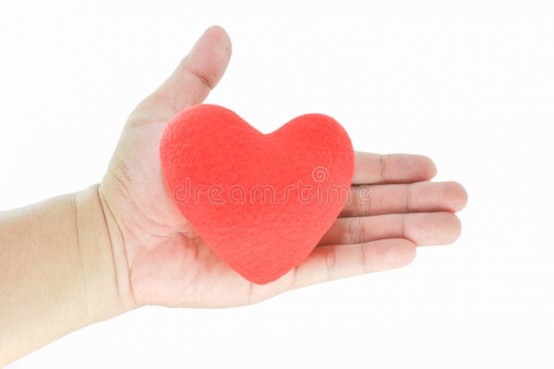 Red heart shape in hand stock photo. Image of care, woman - 41791934