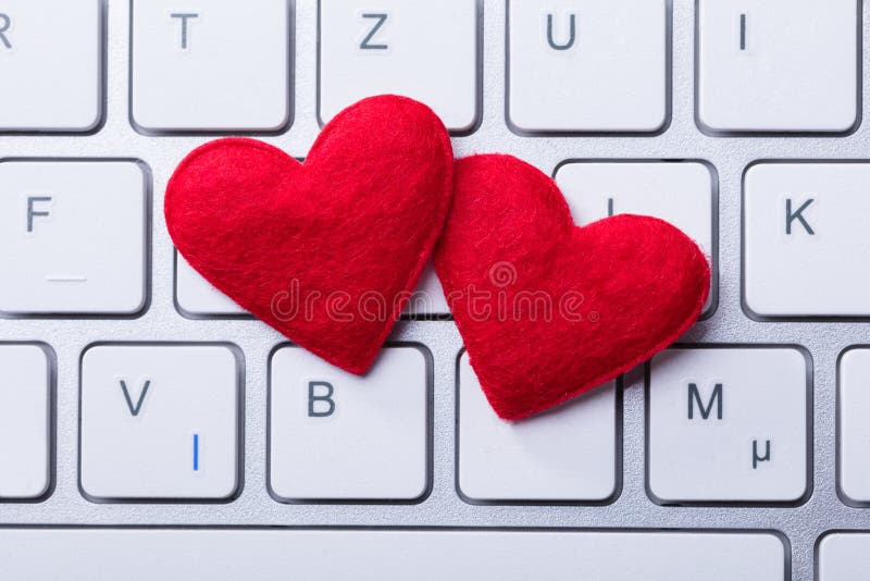 Red Heart Shape on Keyboard Stock Photo - Image of mobility, computer ...