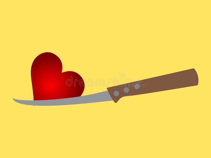 Red heart shape on a knife stock vector. Illustration of shape - 304886483