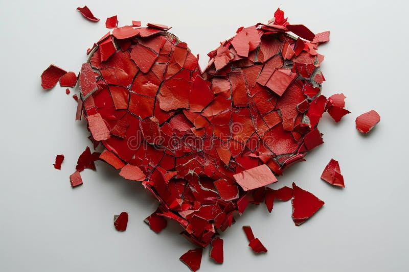 Red Heart Shape Made of Torn Pieces Isolated on White Background ...