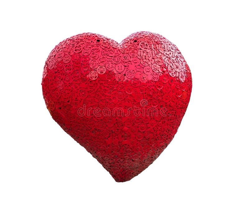Red Heart Shape Model Made from Old Steel with Clipping Path Stock ...