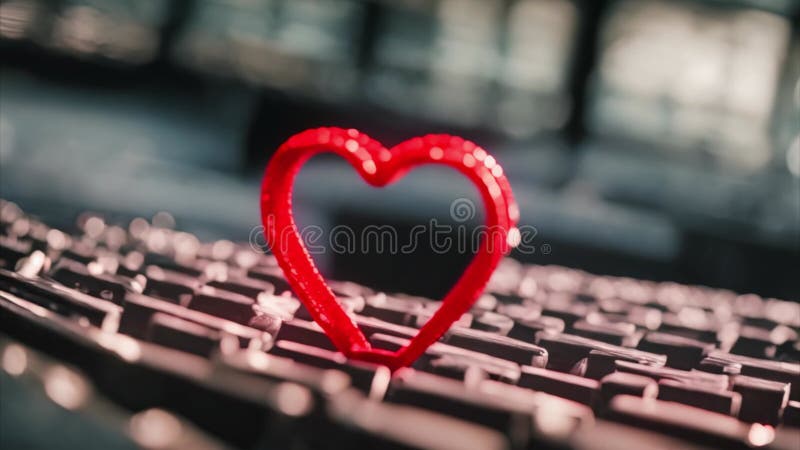 Red Heart on Keyboard stock video. Video of valentine - 347341731