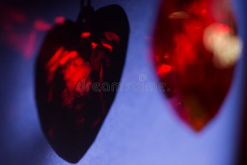 Red Heart Shape Shadow on Blue Surface, Abstract Holiday Background ...