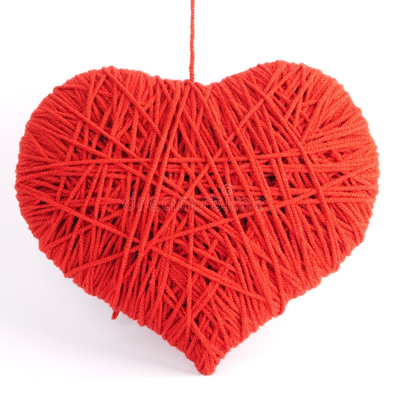 Red Heart Shape Symbol Made from Wool Stock Image - Image of love, wool ...