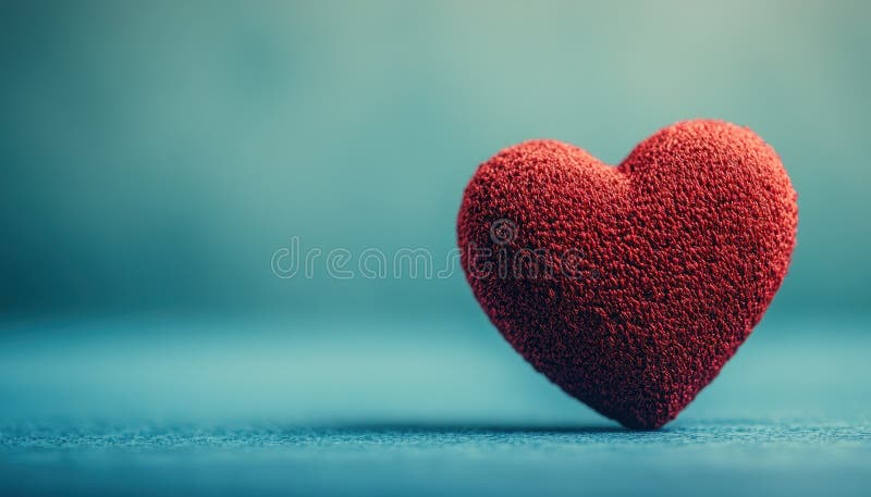 Red Heart Shape on a Teal Surface Representing Love and Affection in a ...