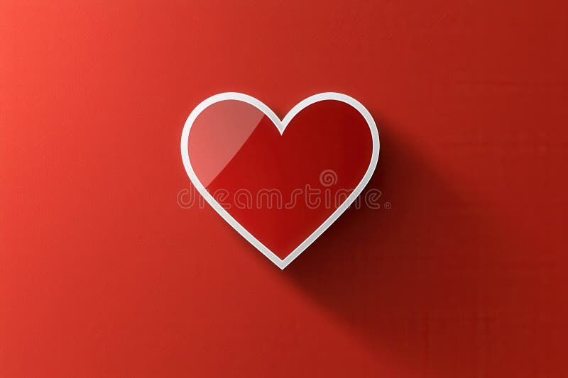 Red Textured Heart with White Outline on a Gradient Red Background ...