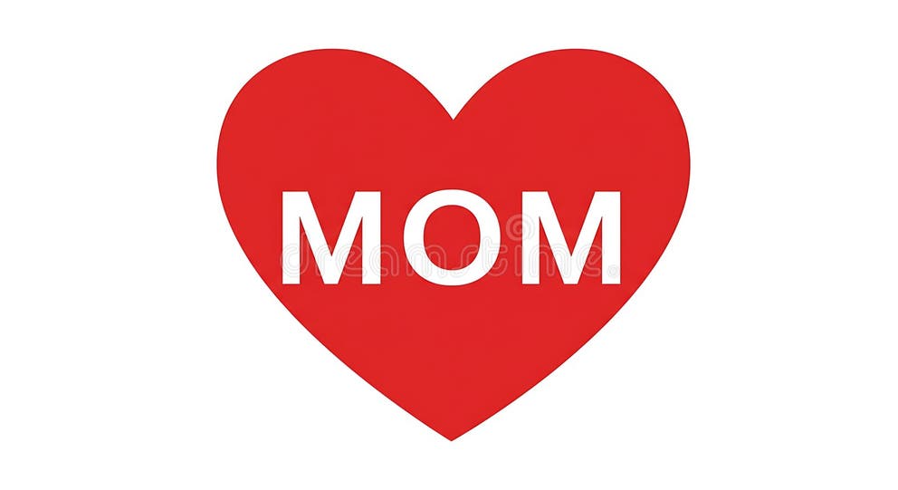 Red Heart Shape with the Word "MOM" in Bold, White Uppercase Letters ...