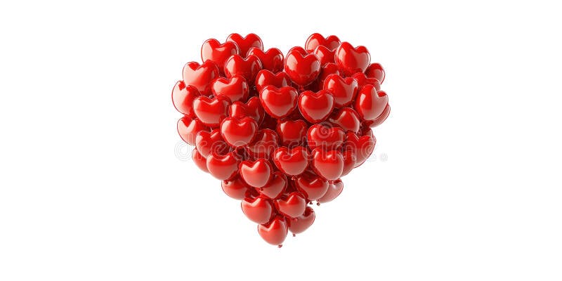 Red Heart Shaped Balloon Cluster Isolated Transparent Background Stock ...