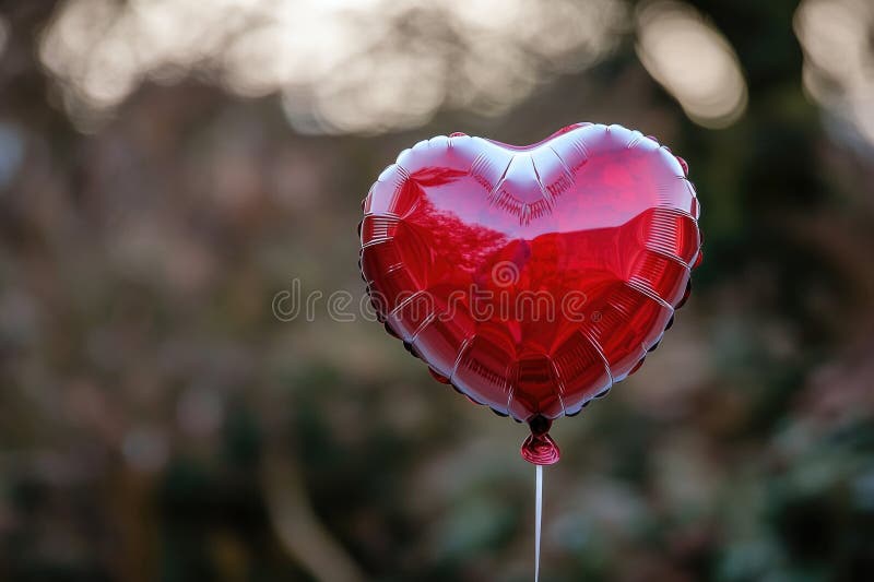 A Red Heart-shaped Balloon Floats Freely in the Air Stock Image - Image ...