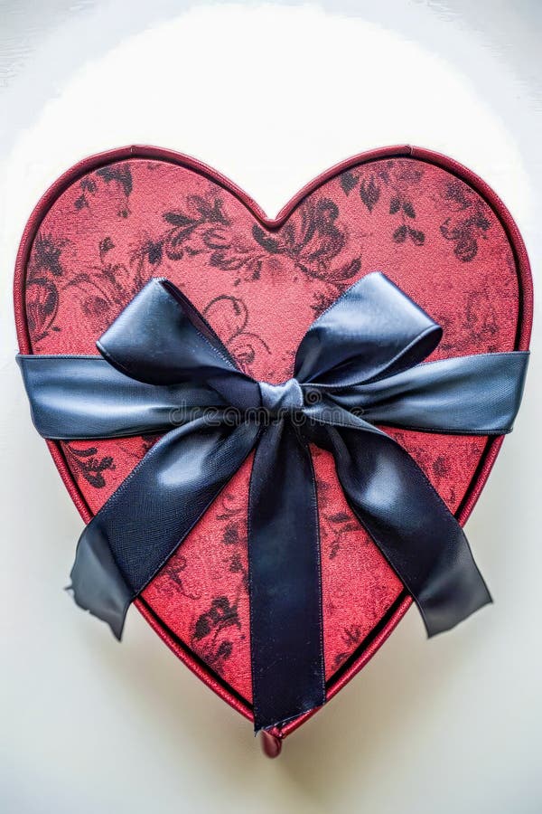 Red Heart-shaped Box with Black Bow on Top of it. Generative AI Stock ...