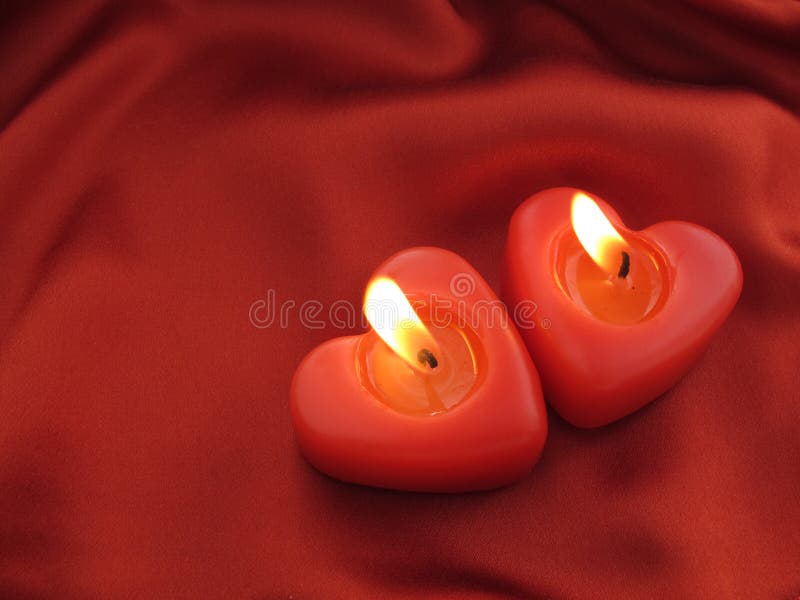 Red Heart-shaped Candle Burning Stock Image - Image of couple, shape ...