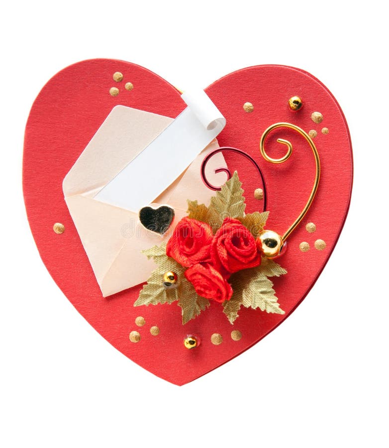 Red Heart Shaped Card for Valentine S Day with White Envelope Stock ...