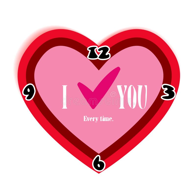 Red Heart-shaped Clock. about Love All the Time. Stock Vector ...