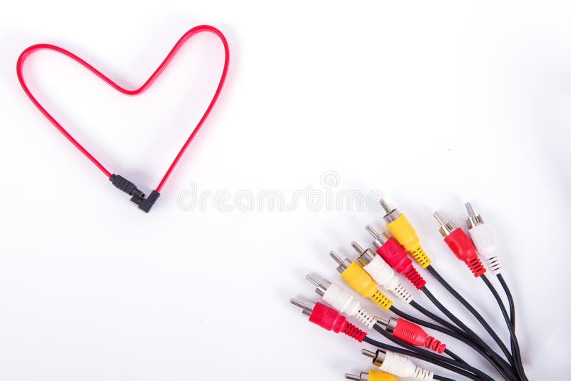 Red Heart Shaped Ethernet Network Cable Stock Image - Image of electric ...